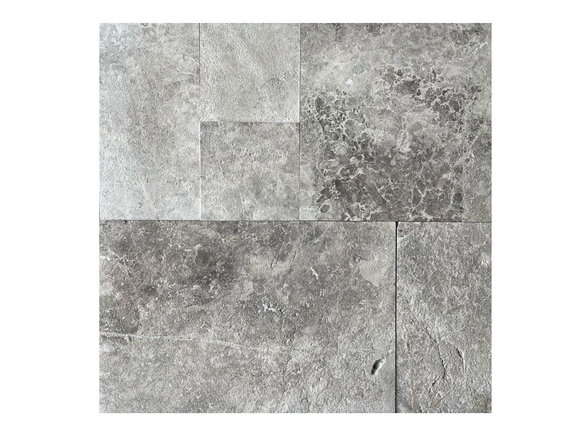 French Pattern Tundra Grey Marble Pavers (Leather Finish)